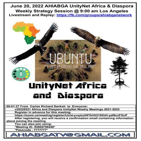 Chat v20220620 AHIABGA Africa and Diaspora UnityNet Weekly Strategy Session | PDF