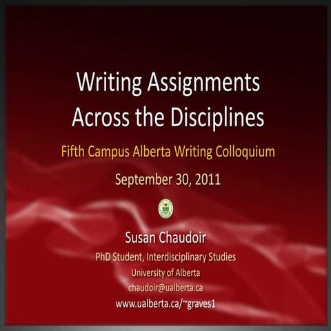 Writing Assignments Across the Disciplines | PPTX | Undergraduate ...