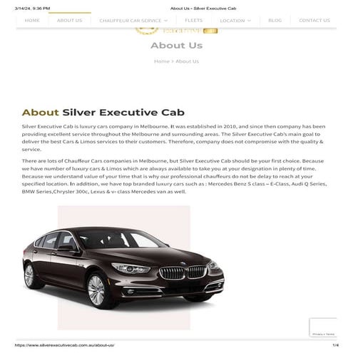 Silver Executive Cab Premium Chauffeur Car Services in Melbourne | PDF
