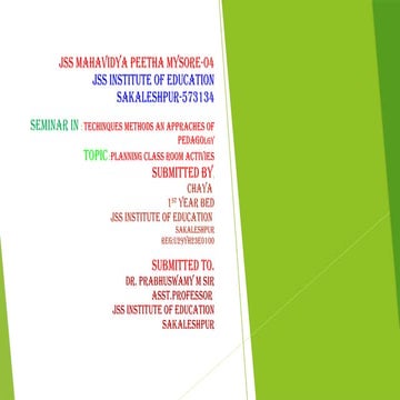 chaya.pptx planning classroom activities | PPTX | Homework and Study | Education