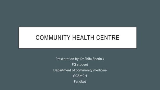 Iphs for community health centres | PPT