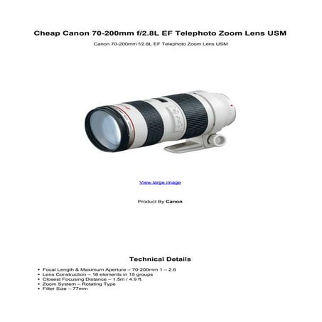 Cheap canon 70 200mm f2.8 l ef telephoto zoom lens usm | PDF