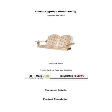 Cheap Cypress Porch Swing | PDF