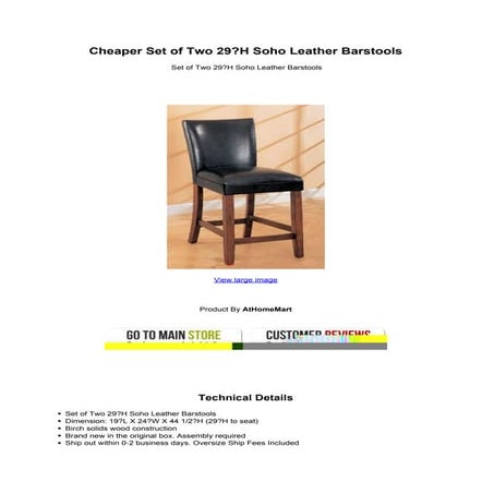 Cheaper set of two 29 h soho leather barstools | PDF