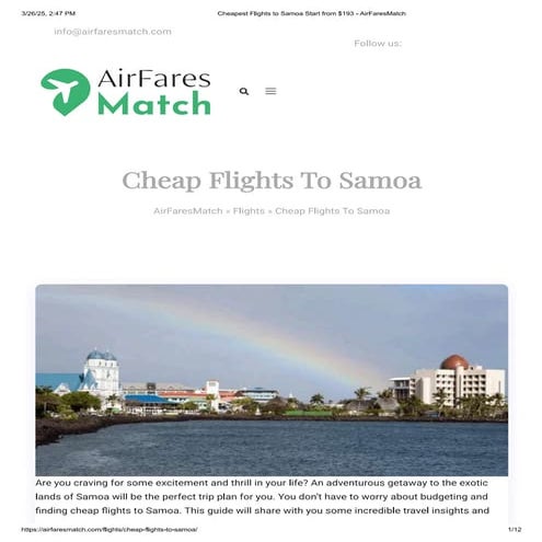 Cheap Flights to Samoa: How to Find Affordable Airfare and Save on Your ...