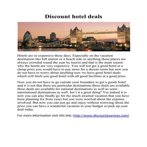 Discount hotel deals | PDF