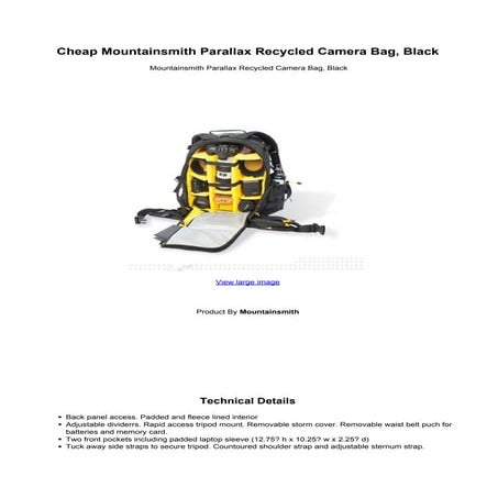 Cheap mountainsmith parallax recycled camera bag black | PDF