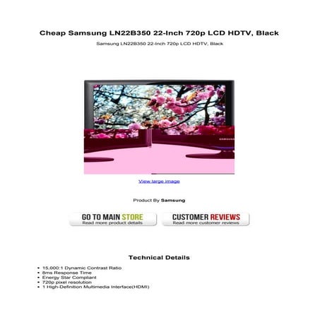 Cheap samsung ln22 b350 22 inch 720p lcd hdtv black | PDF