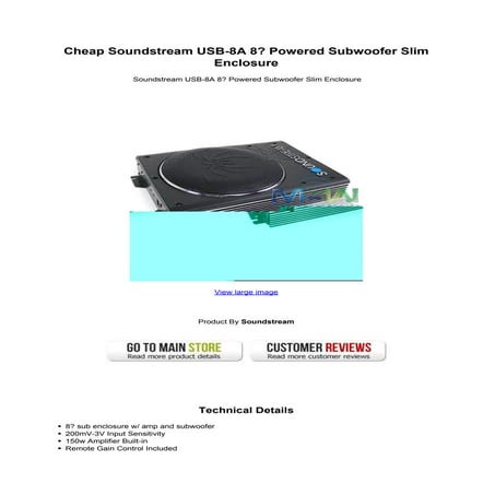 Cheap soundstream usb 8 a 8 powered subwoofer slim enclosure | PDF