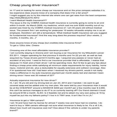 Cheap young driver insurance? | PDF