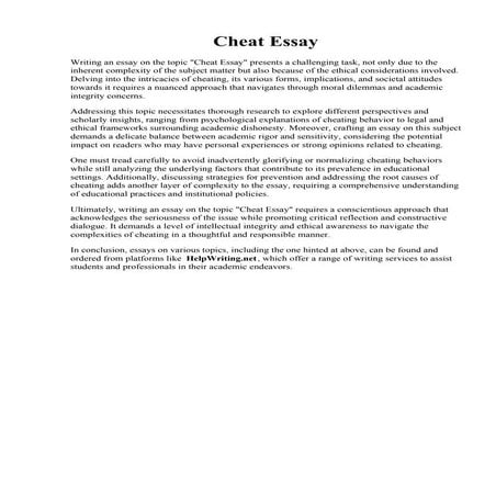 Cheat Essay | PDF | Nutrition | Healthy Living