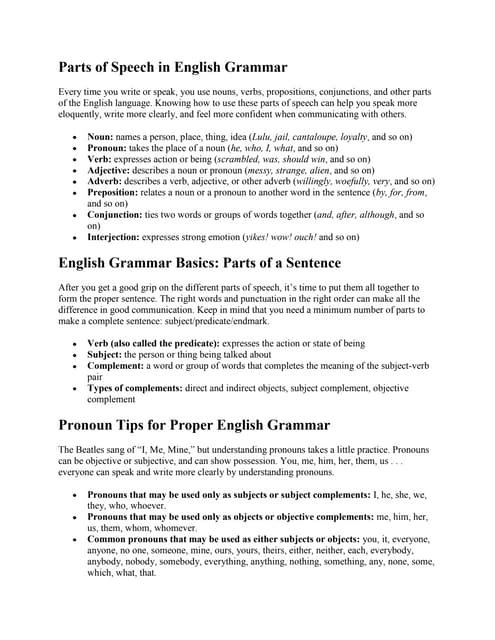 Writing skills - Grammar Basics | PPT