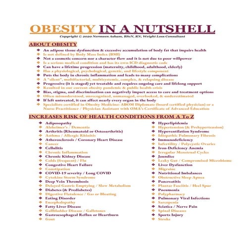 Cheat Sheet for Obesity | PDF