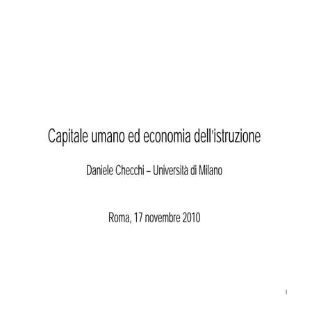 Capitale umano ed economia dell’istruzione | PDF