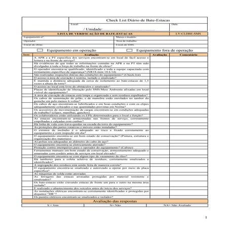 Lista de verificação de canteiro de obras