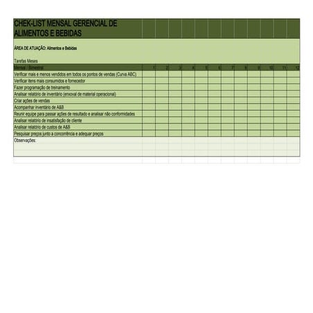 Rotinas A&B - Check List mensal | PDF