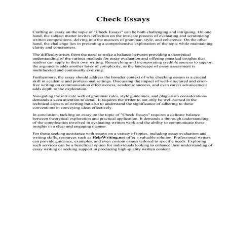 Check Essays | PDF | Educational Assessment | Education
