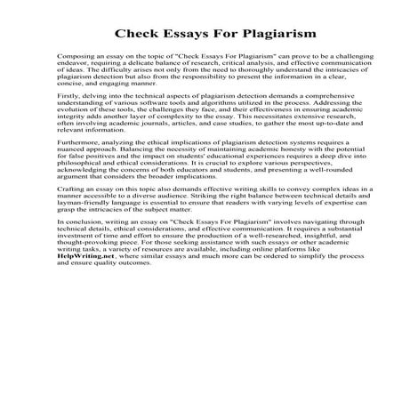 Check Essays For Plagiarism. Manor College | PDF | Homework and Study ...