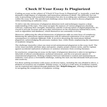 Check If Your Essay Is Plagiarized | PDF
