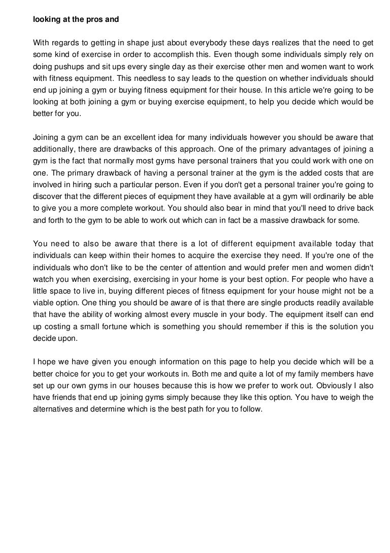 Taking A Look At The Advantages And Disadvantages Of Joining A Gym Or…
