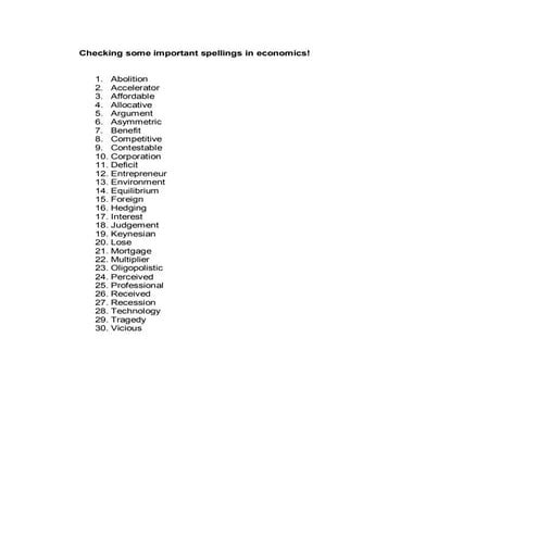 Checking some important spellings in economics | PDF