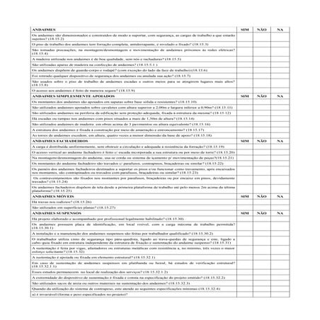 Check list andaime | PDF | Woodworking | Arts and Crafts