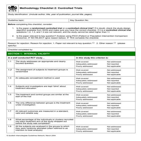 Methodology Checklist : Systematic Reviews and Meta-analyses Notes for ...