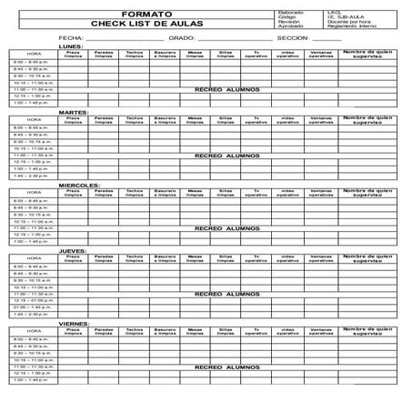 Check list de aula | DOCX