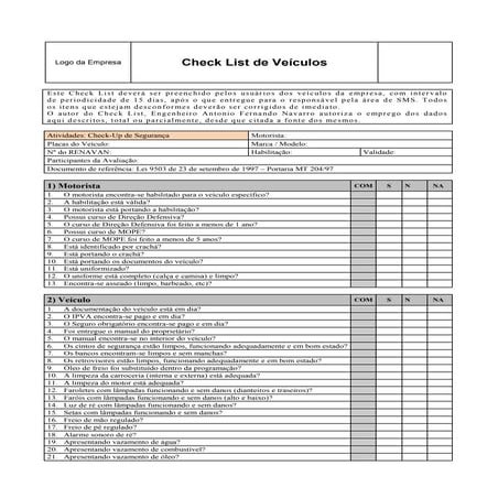 Check list de veículos | PDF
