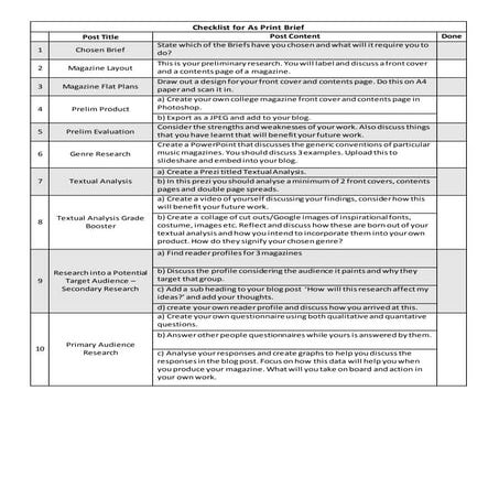 Checklist for AS Print Brief | DOCX