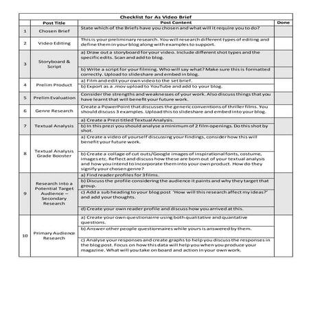 Checklist for AS Video Brief | DOCX