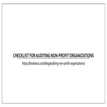 Checklist for auditing non profit organizations | PPTX