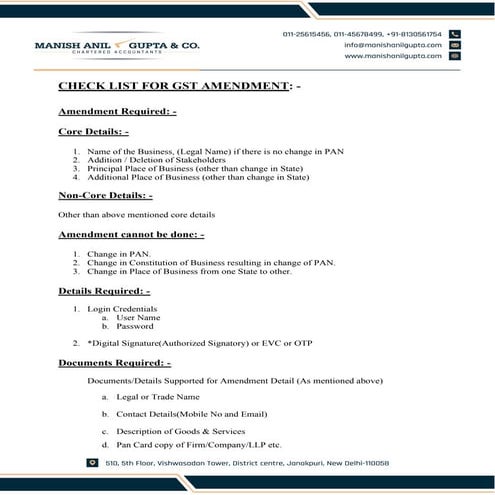 Check List for GST Amendment - Manish Anil Gupta | PDF | Business ...