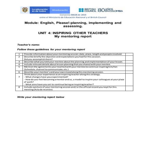Checklist for mentoring report u4 ep | PDF
