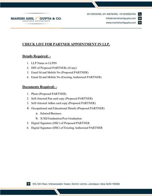 Check List for Change in DIN Particulars(DIR--6) | PDF