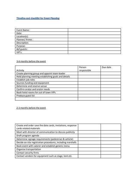 Event checklist | PDF