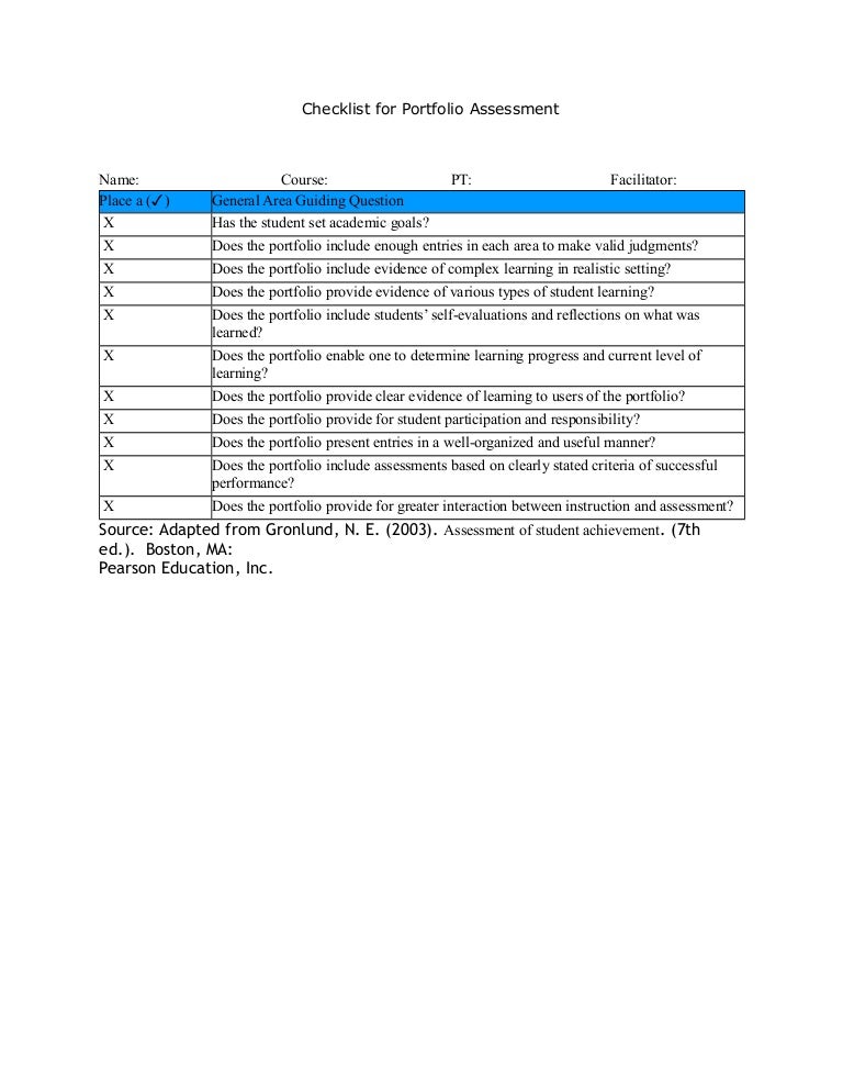 Checklist For Portfolio Assessment checklist-for-portfolio-assessment