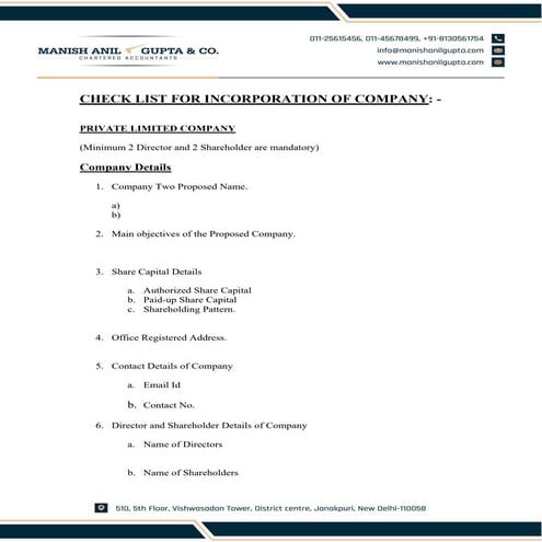 Check List for Private Limited Incorporation.pdf