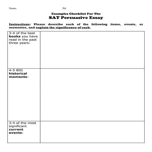 Checklist for sat essay | DOC