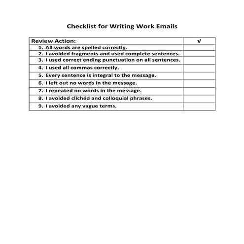 Checklist for writing work emails | PDF