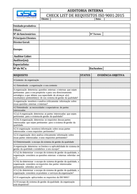 Formulário e Check List de Auditoria de 5 Sensos | PPT