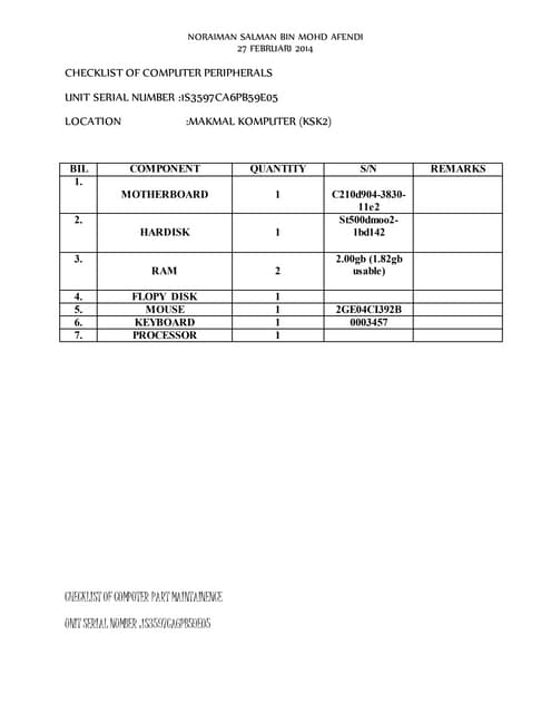 Computer maintenance work plan | PDF
