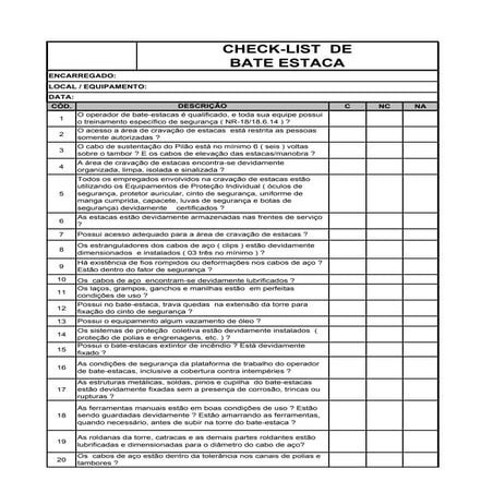 Check list para bate estacas | PDF
