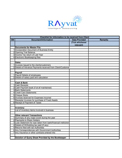 Document checklist final | PDF