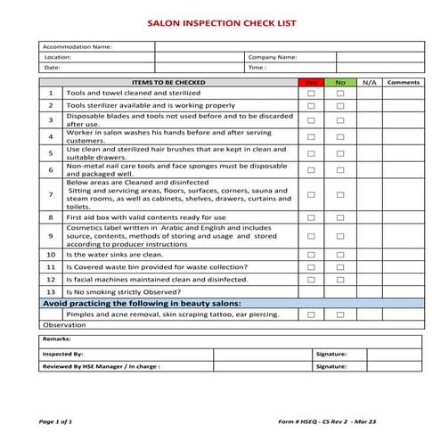 CHECKLIST SALON Form # HSEQ - CS Rev 2.docx