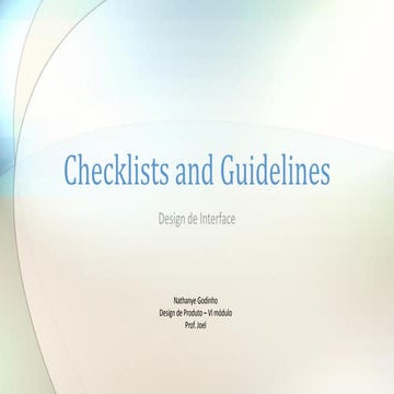 Checklists and guidelines - Diretrizes para uma boa interface