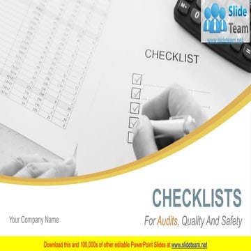 Checklists For Audits Quality And Safety PowerPoint Presentation Slides | PDF