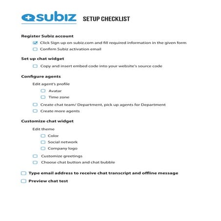 Subiz Setup Checklist | PDF