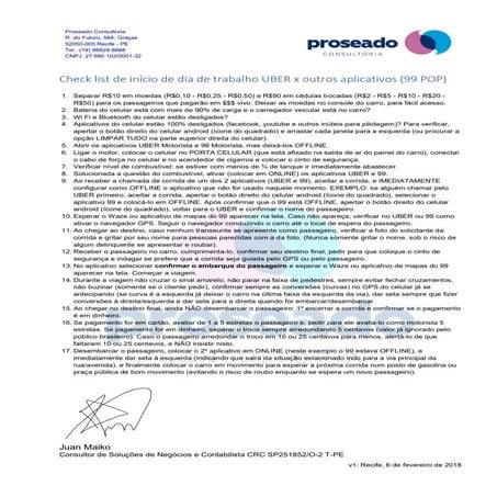 Check list uber x outros aplicativos | PDF