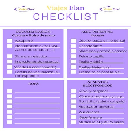 Checklist viajes Elan | PDF